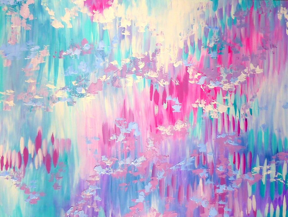 "soft pink abstract prints with pastel colours" by cathyartist | Redbubble