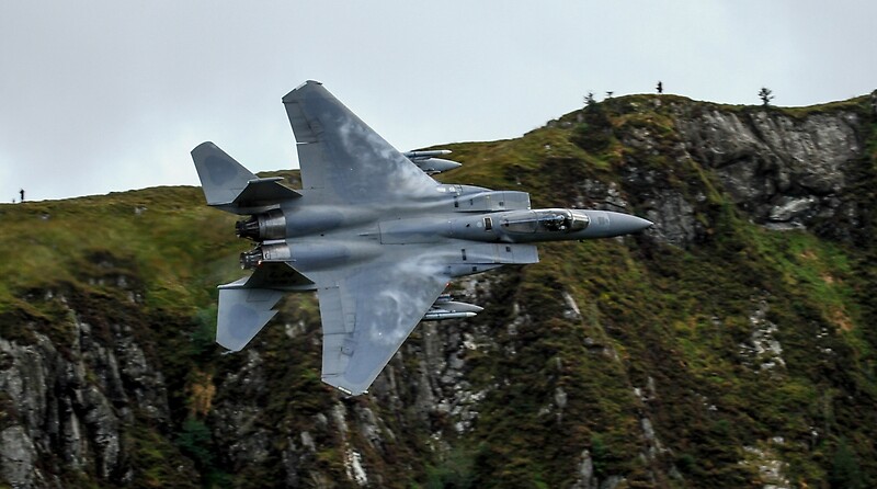 "USAF F15C turning through the Mach Loop in Wales" by PhilEAF92 | Redbubble