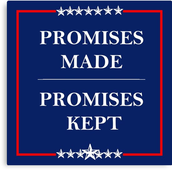 "Trump Rally Sign | Promises Made Promises Kept" Canvas Print by ...