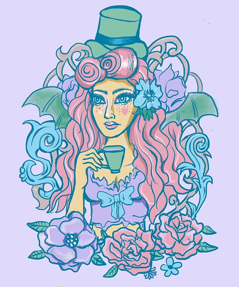 "Pastel Goth Victorian Gothabilly Bat Lady Tea Time" by lunaelizabeth ...