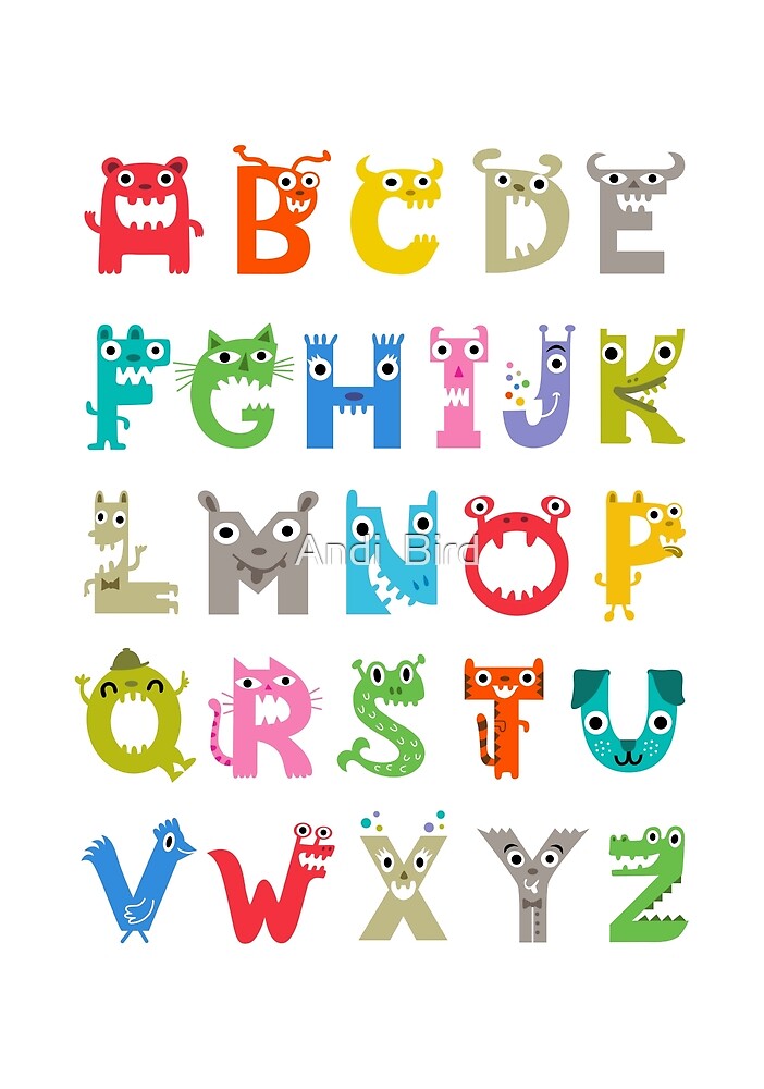 "Alphabet critters solid" by Andi Bird | Redbubble