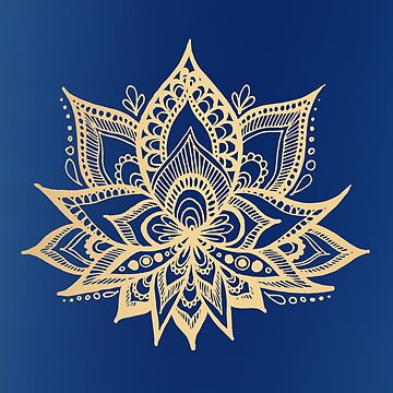 "Gold and Blue Lotus Flower Mandala" Sticker for Sale by Julie Erin ...