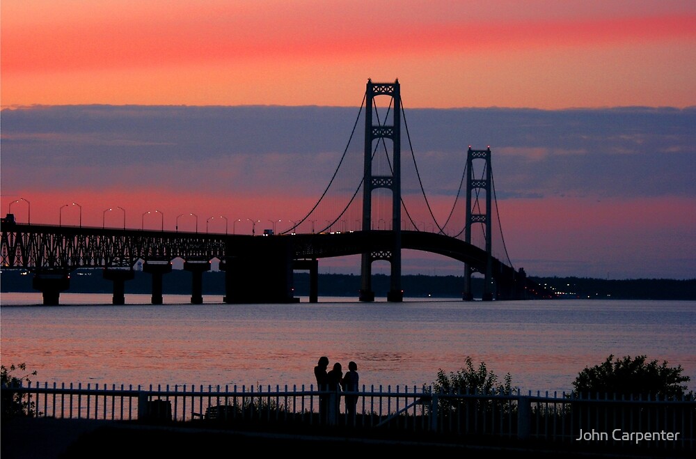 "Mackinac Bridge at Sunset" by John Carpenter | Redbubble
