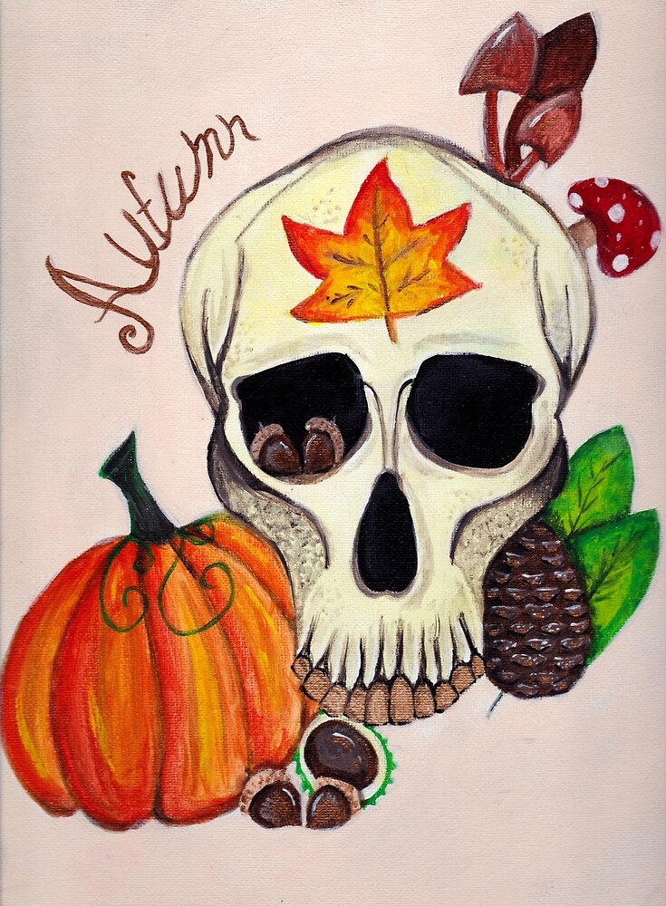 "Autumn Skull " by izzythecreative | Redbubble