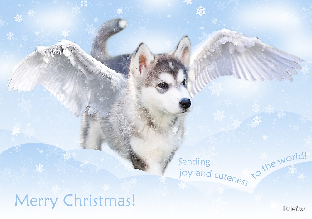 "Angel puppy christmas card" by Mariann Rea-Peterson | Redbubble