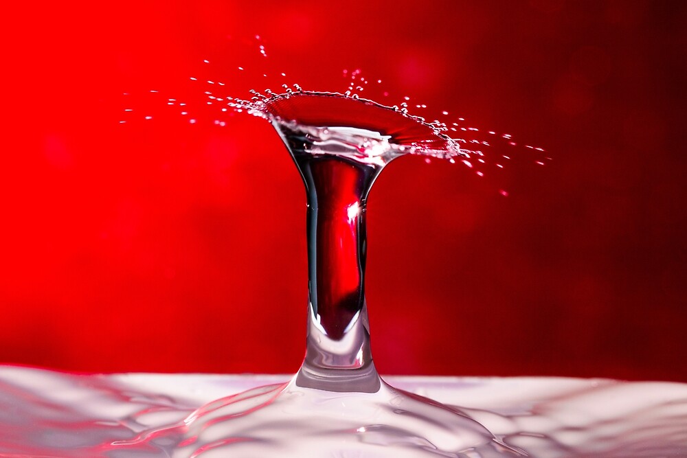 "Red Column Water Drop Collision" by Steven Green | Redbubble