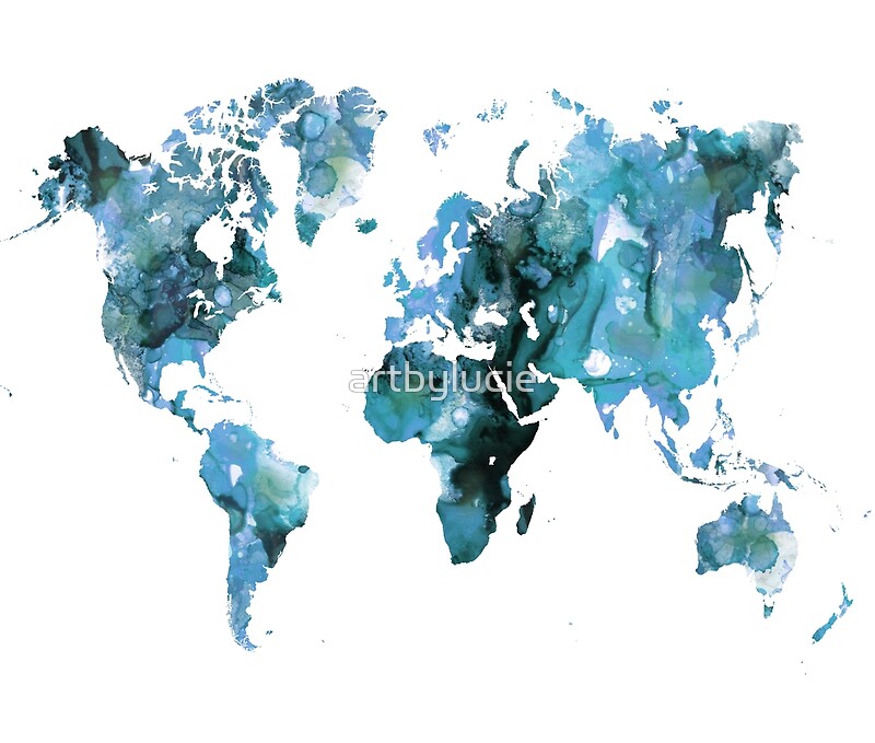 "Design 121 Blue World Map" by artbylucie | Redbubble