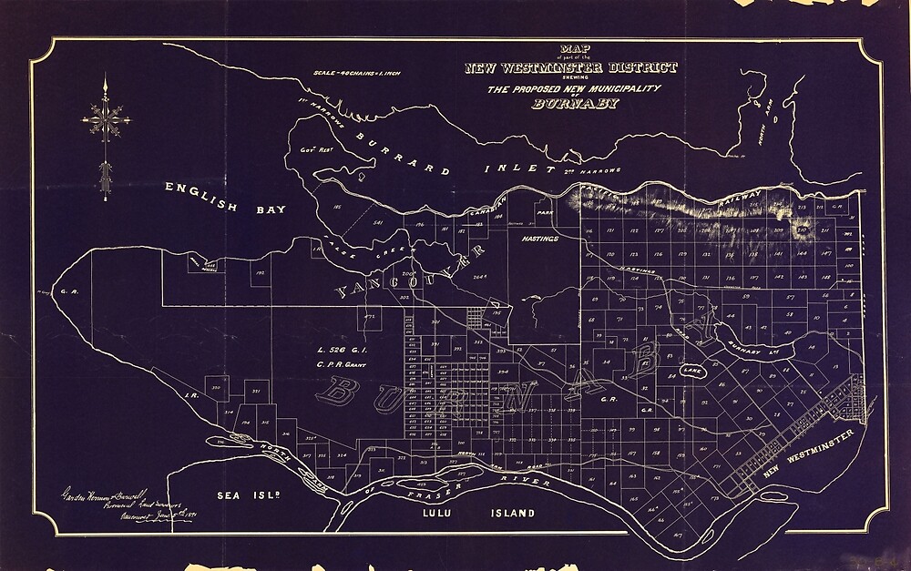 "Map of part of the New Westminster District showing the proposed new ...