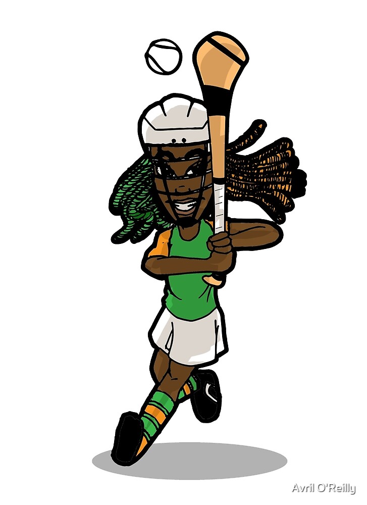 "Irish Hurling and Camogie Cute Cartoon Girl " by Avril O'Reilly ...