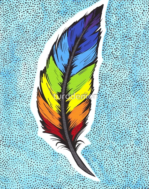 "Rainbow Feather" by turddemon | Redbubble
