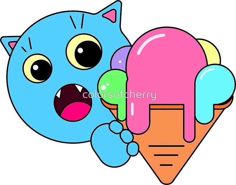 "cat and ice cream " by colorsofcherry | Redbubble