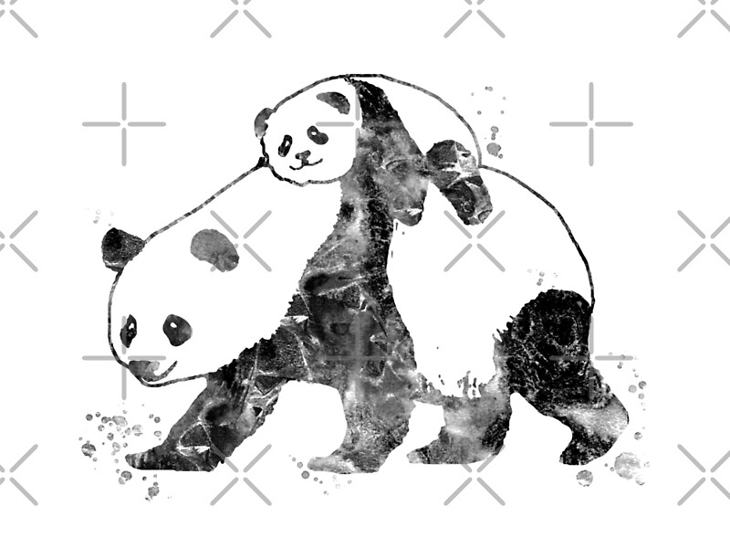 "Panda with panda on the back, Panda family, Panda" by Rosaliartbook ...