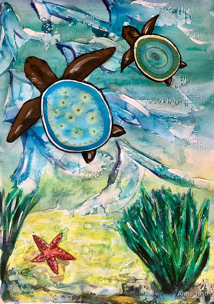 "Swimming Turtle Family " by Anna Just | Redbubble