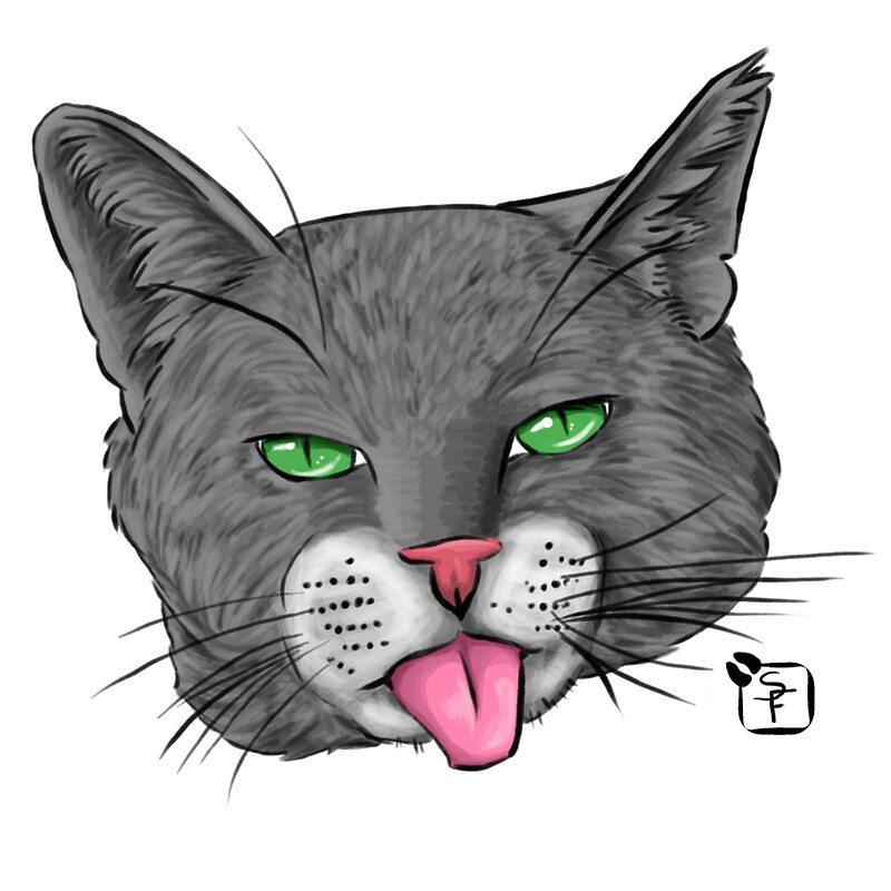 "Grey Cat Face" by SonneFaunArt | Redbubble