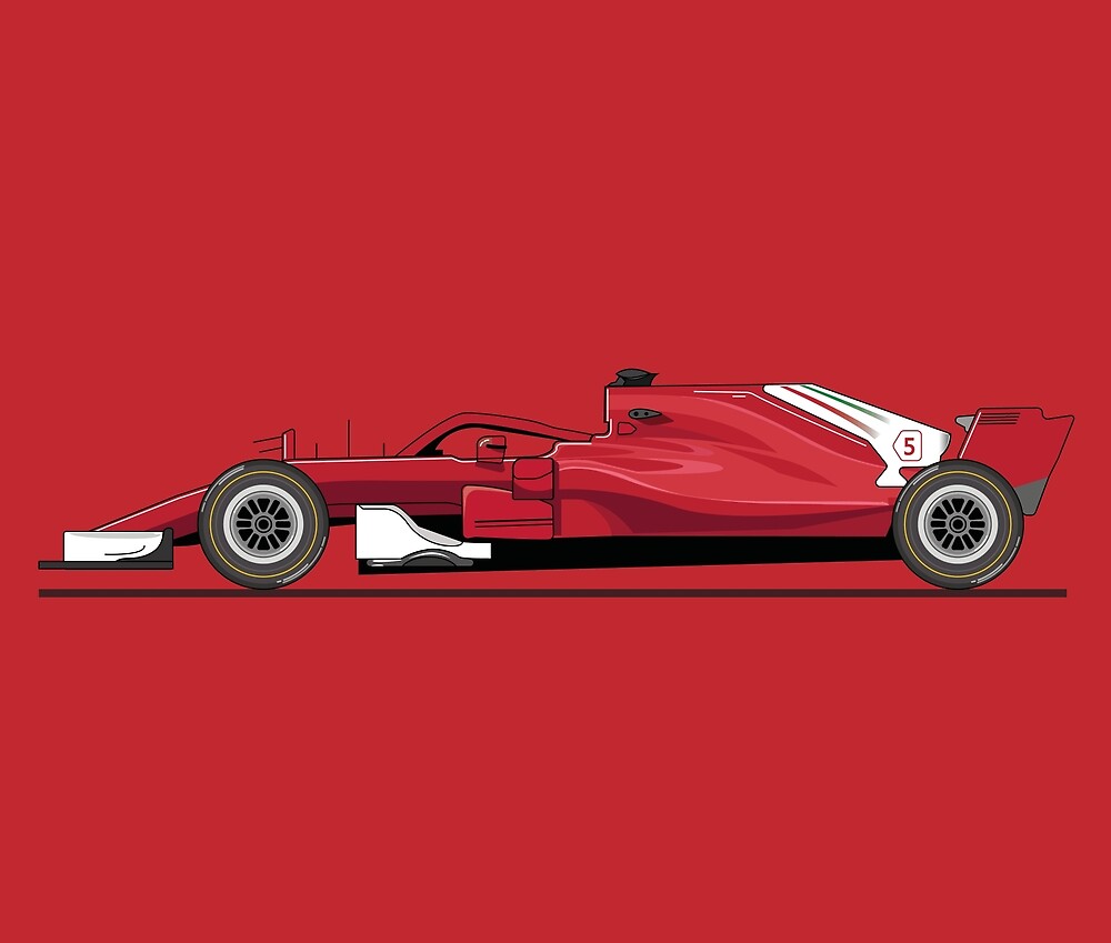 "Vector Art Ferrari Red F1 Car Vettel" by stanley James legg | Redbubble