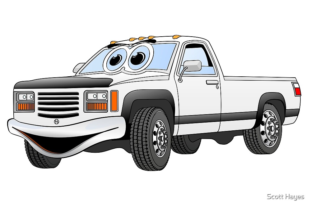 "White Pick Up Truck Cartoon" by Scott Hayes | Redbubble