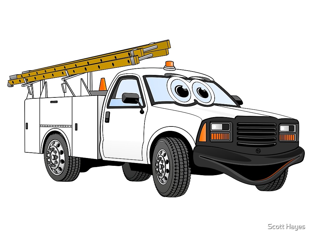 "Utility Pick Up White Truck Cartoon" by Scott Hayes | Redbubble