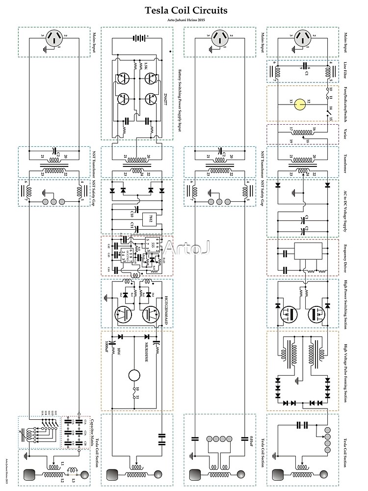"Tesla Coil Circuits" by ArtoJ | Redbubble