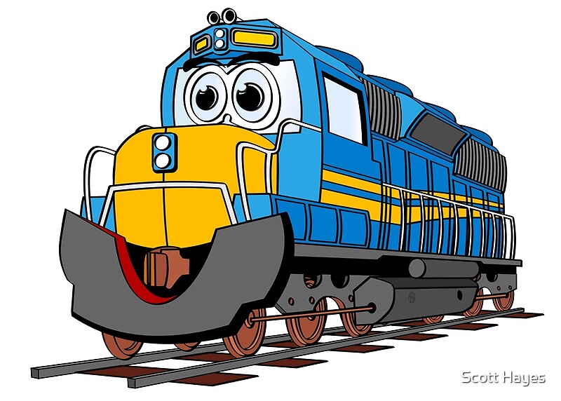 "Blue Train Engine Cartoon" by Scott Hayes | Redbubble