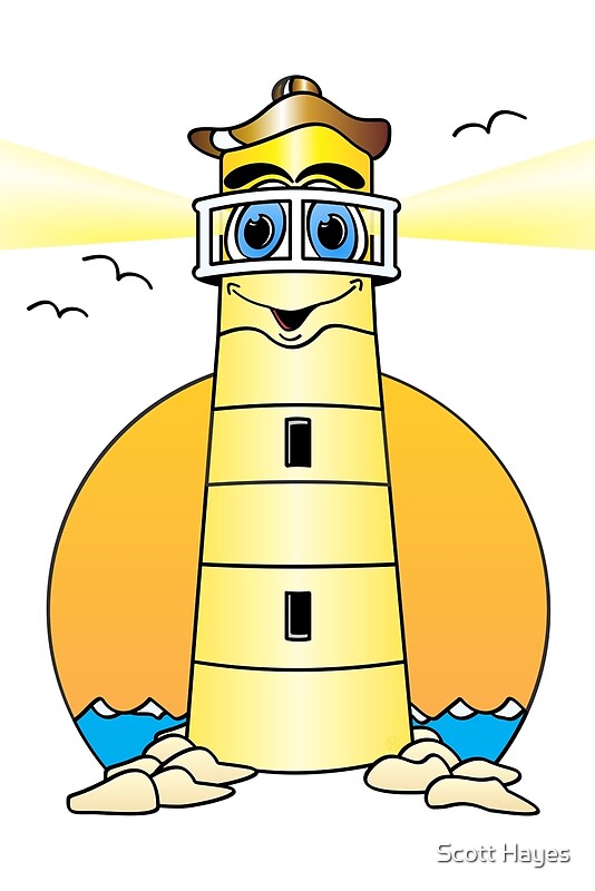 "Lighthouse Cartoon Yellow" by Scott Hayes | Redbubble