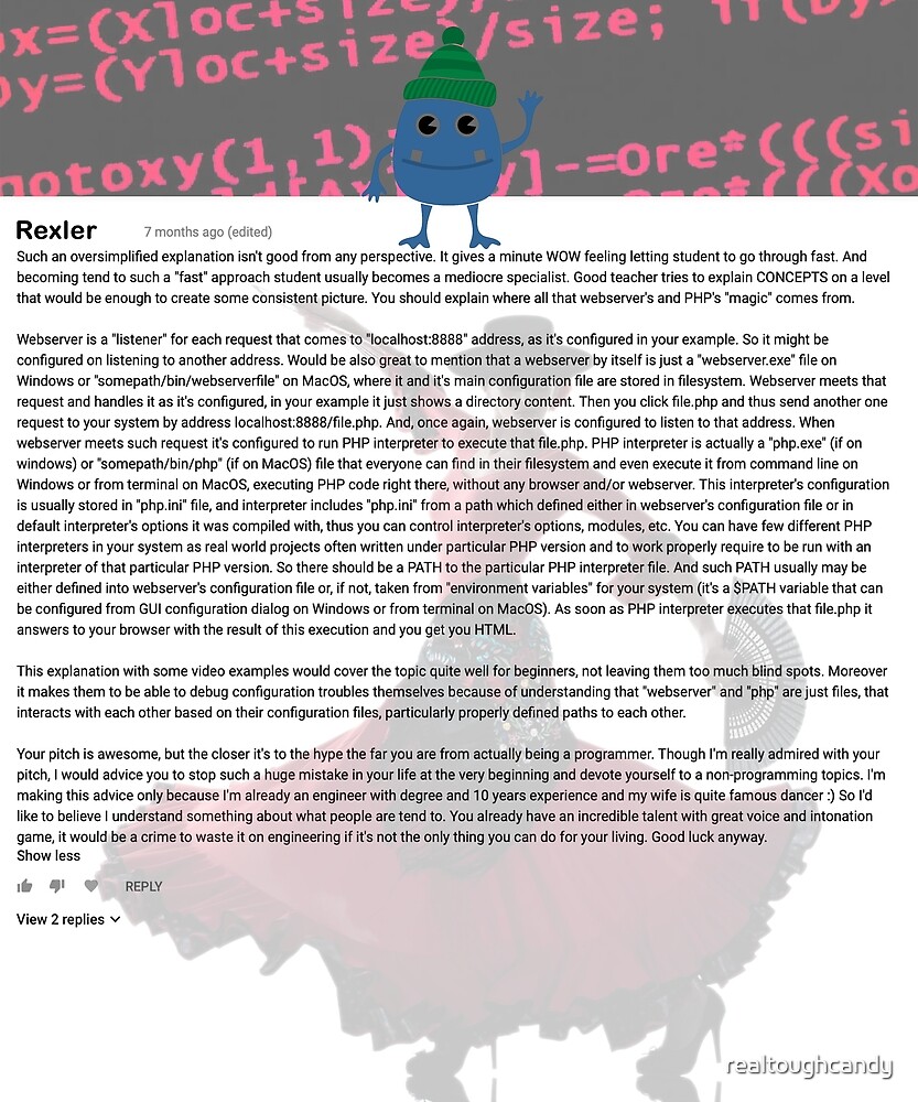 "Longest YouTube Comment Ever? Guy Goes on PHP rant - funny YouTube ...
