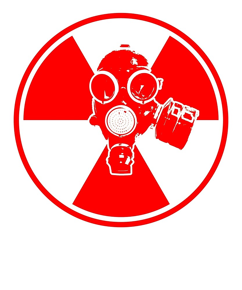 "Red Toxic Shock Warning Nuclear Fallout Gas Mask" by podartist | Redbubble