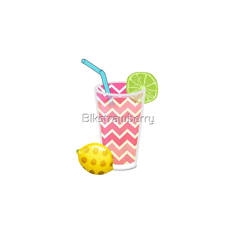 "Cute Pink Chevron Lemonade with Lime Slice" by Blkstrawberry | Redbubble