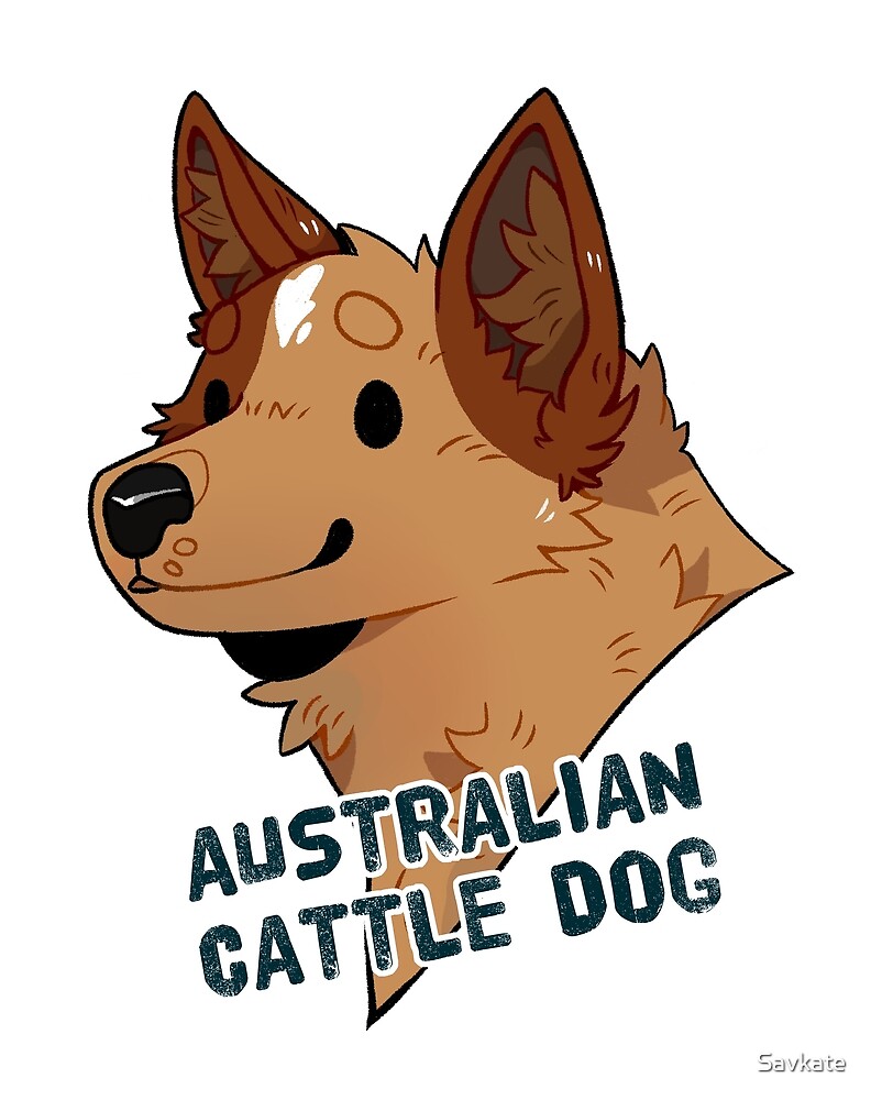 "Australian Cattle Dog Red Heeler Cute Dog Cartoon" by Savkate | Redbubble