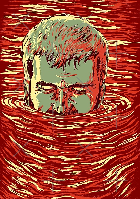 "I am sinking here - Man in Red Water" by Nicolae Negura | Redbubble