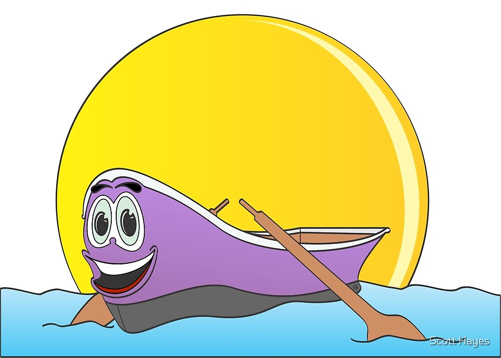 "Purple Row Boat Cartoon" by Scott Hayes | Redbubble