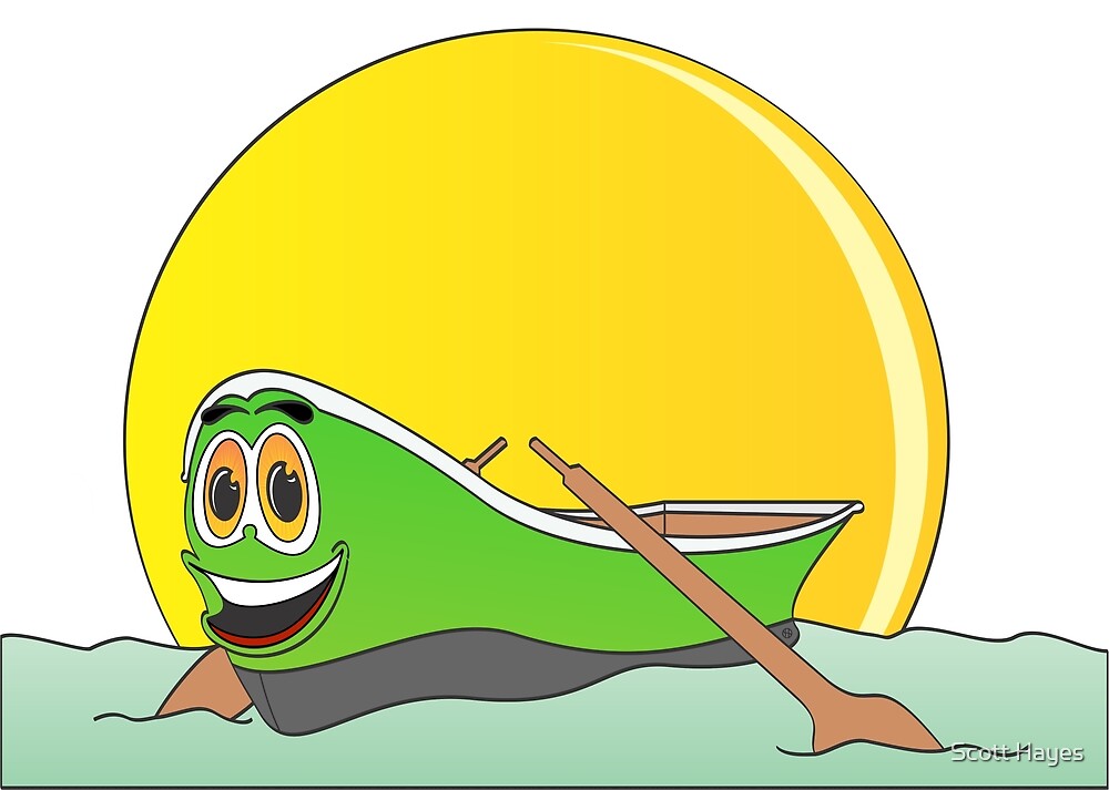 "Green Row Boat Cartoon" by Scott Hayes | Redbubble