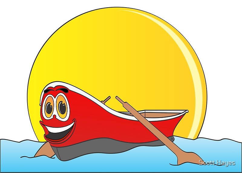 "Red Row Boat Cartoon" by Scott Hayes | Redbubble