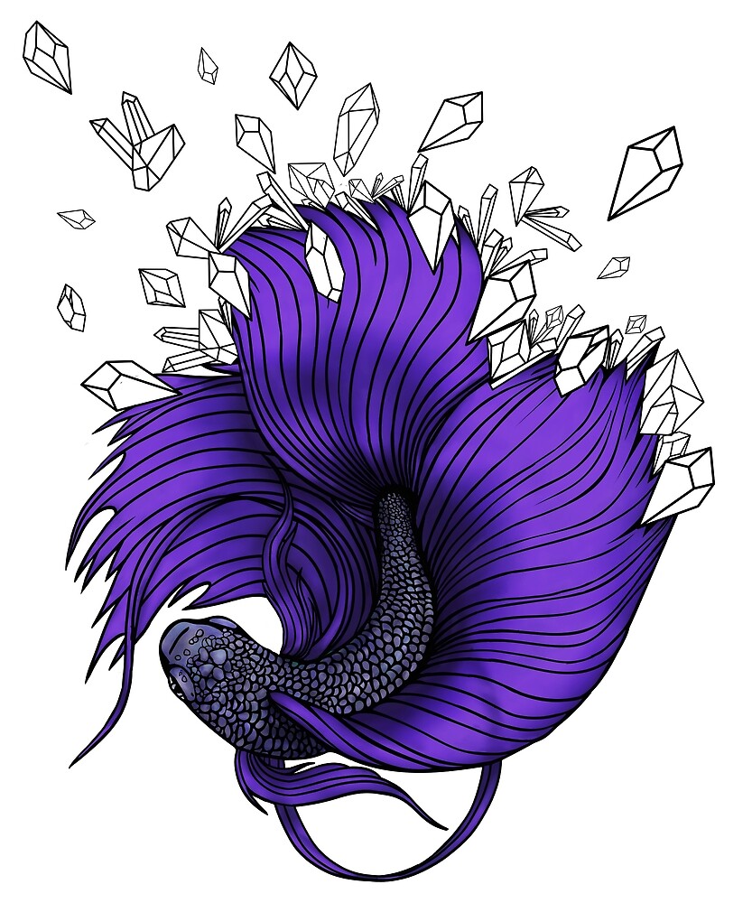 "Purple Betta Fish with Crystals " by 1x1PixelCorp | Redbubble