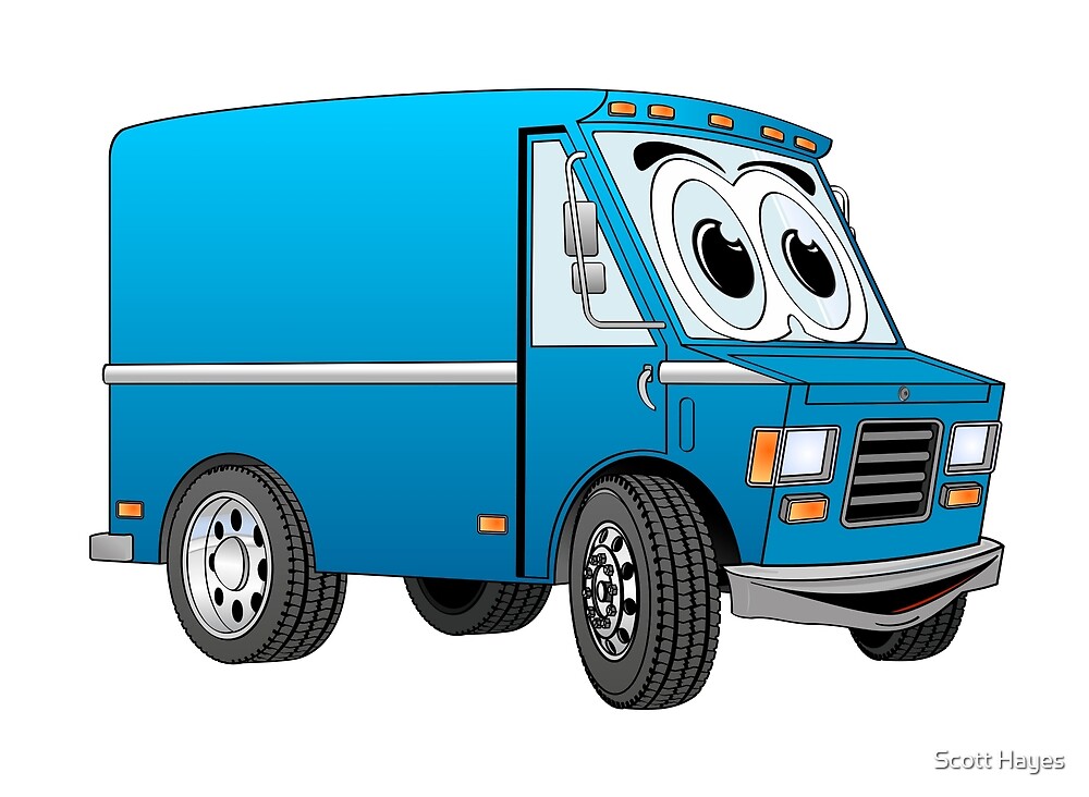 "Blue Mini Van Cartoon" by Scott Hayes | Redbubble