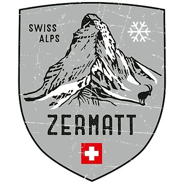 "Zermatt Mountain Switzerland Emblem " Sticker for Sale by posay ...