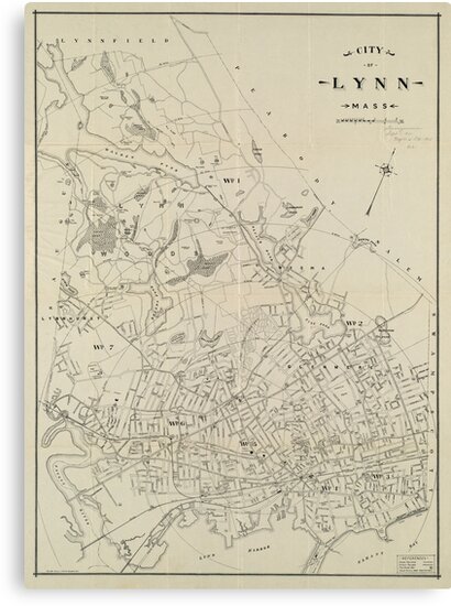 Vintage Map Of Lynn Ma 1905 Canvas Prints By Bravuramedia Redbubble
