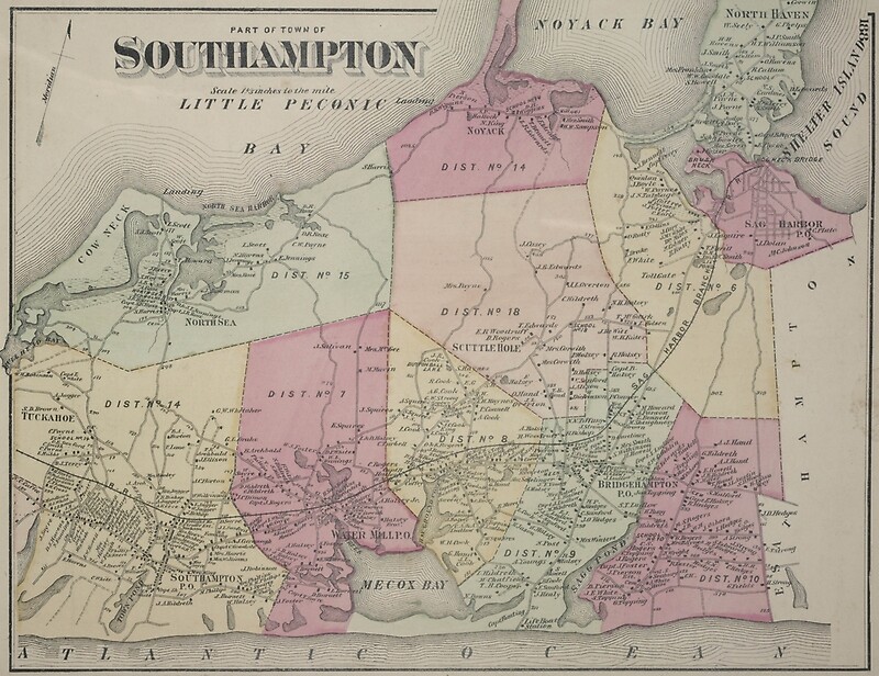 "Vintage Map of Southampton NY (1873)" by BravuraMedia | Redbubble