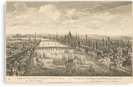 "Vintage Pictorial Map of London & The Thames (1760)" Canvas Print by ...