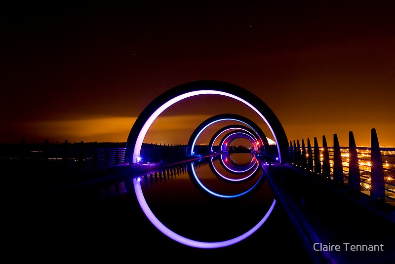 "Falkirk Wheel at Night" by Claire Tennant | Redbubble