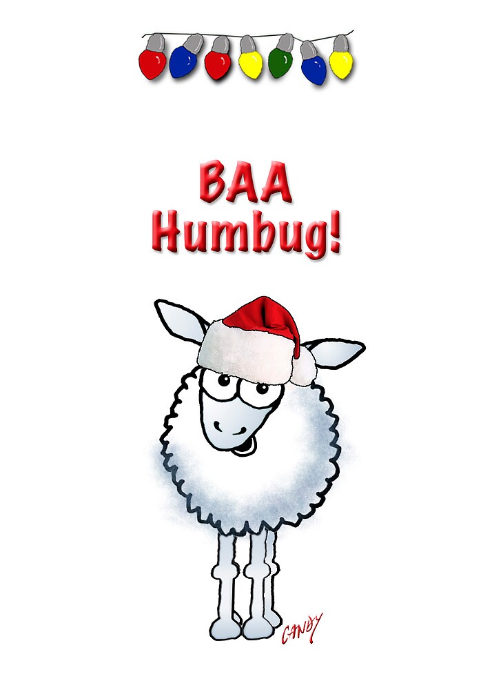"Cartoon Christmas sheep "BAA Humbug"" by graphicdoodles | Redbubble