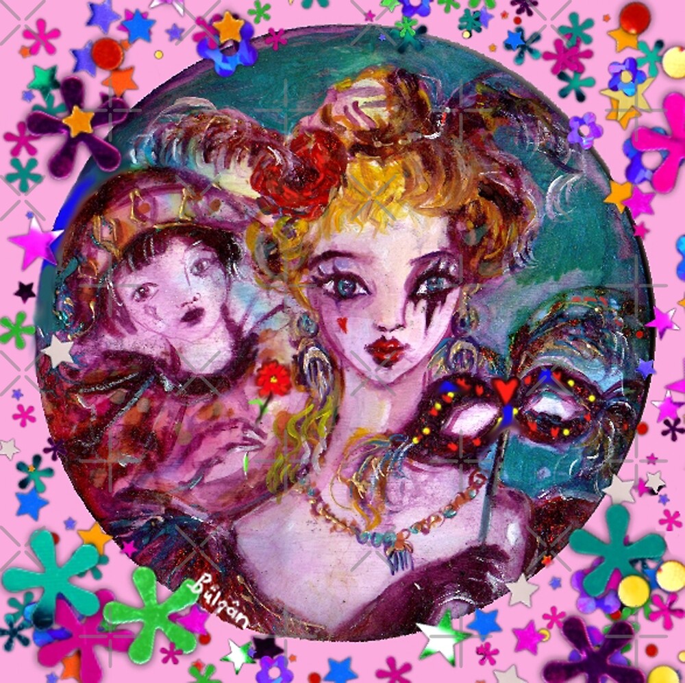 "ROMANTIC VENETIAN MASQUERADE LOVERS,MASKS AND COLORFUL CONFETTI" by ...