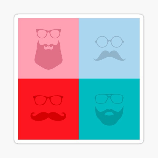 Colorful Mustache Stickers | Redbubble