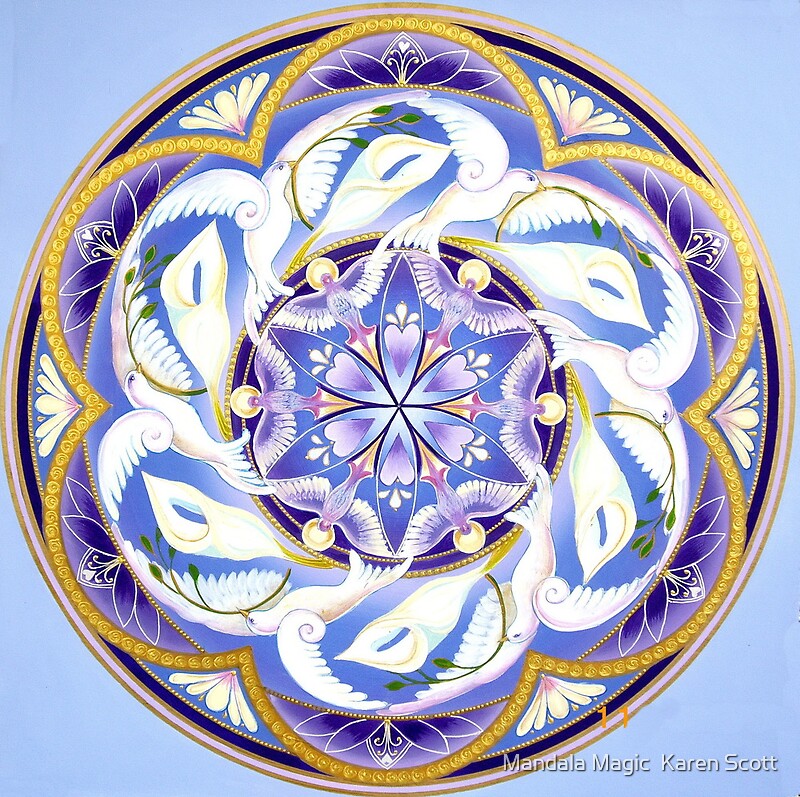 "Doves of Peace Mandala" by Mandala Magic Karen Scott | Redbubble