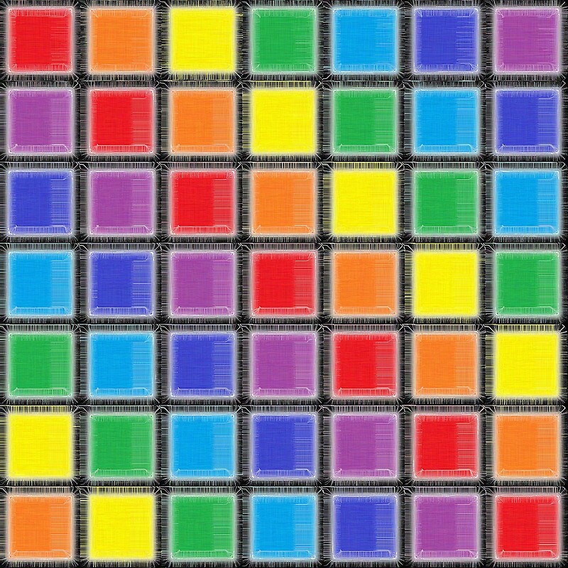 "Rainbow Scratched Squares " by lornakay | Redbubble