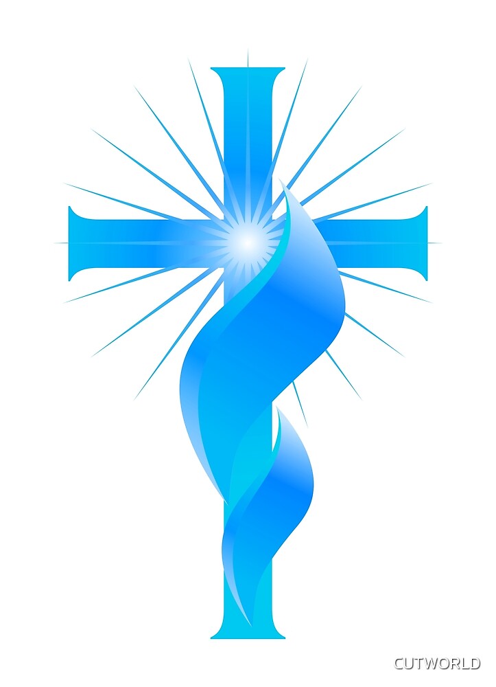 "Christian Glowing Blue Cross" by CUTWORLD | Redbubble