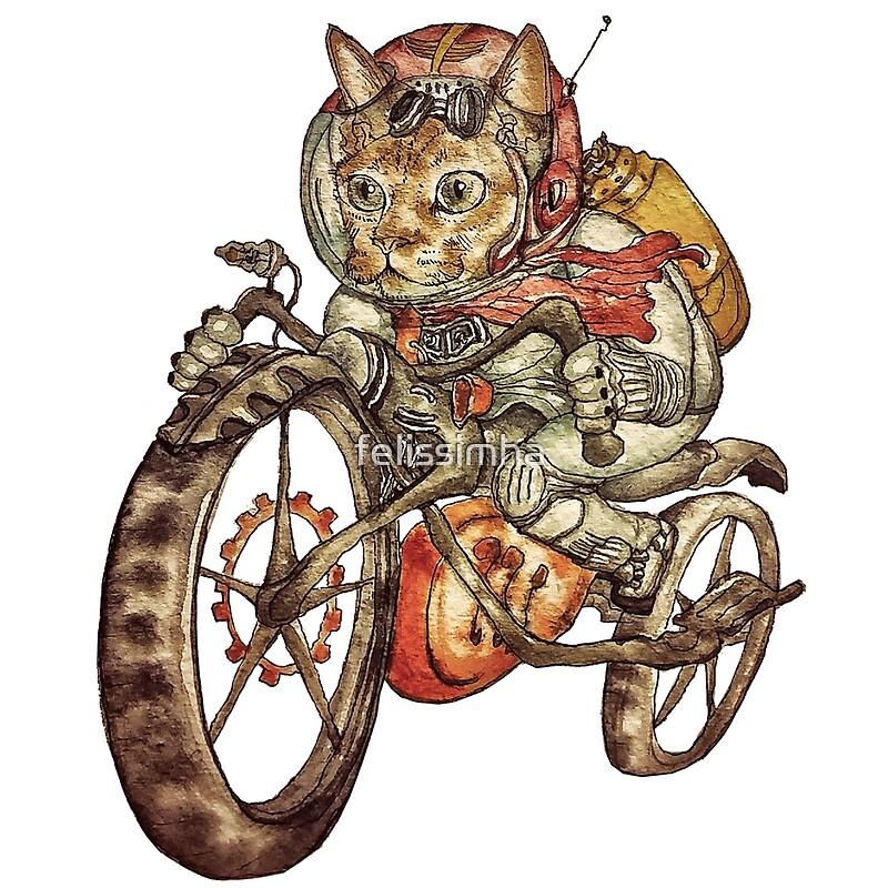 "Berserk Steampunk Motorcycle Cat" by felissimha | Redbubble