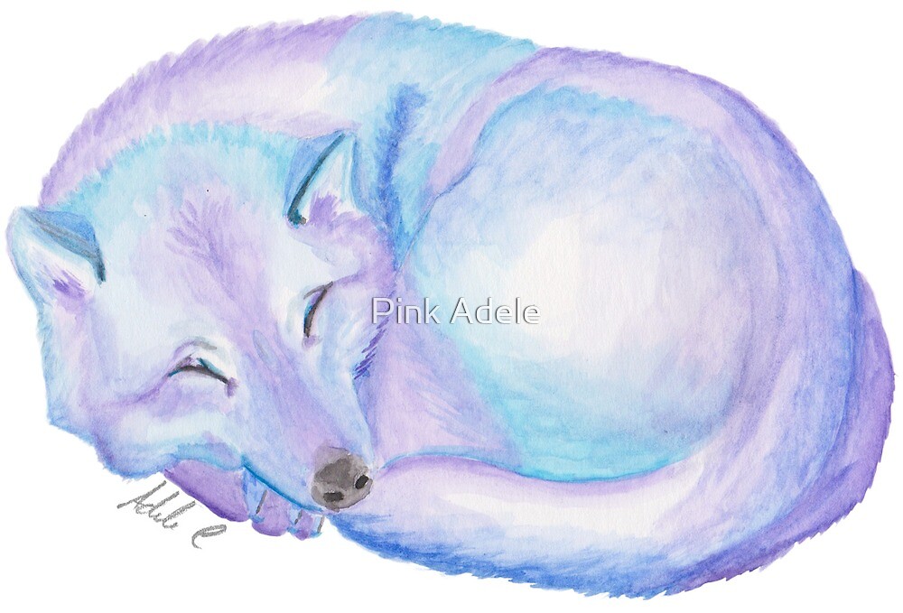 "Watercolour Wolf in Blue and Purple" by Pink Adele | Redbubble