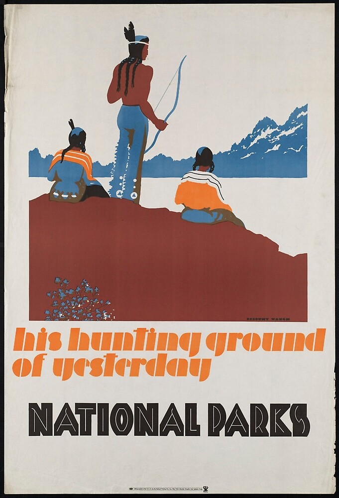 "Vintage Native American Indian National Parks Travel Advertisement Art ...