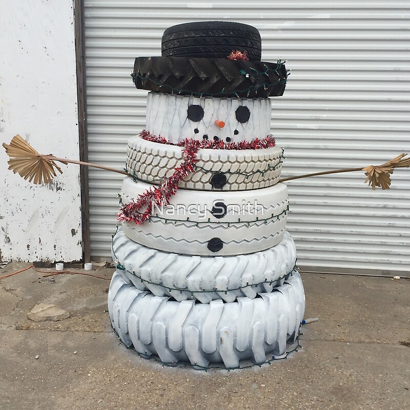 "Tire Snowman" by Nancy Smith | Redbubble