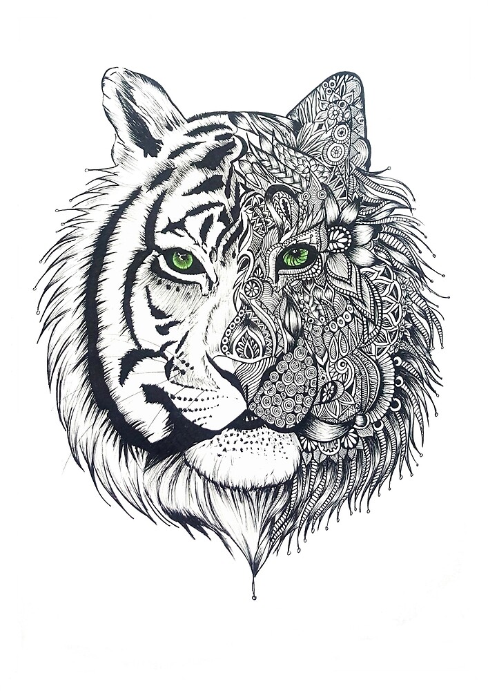 "Tiger Mandala" by inkpawsitive | Redbubble